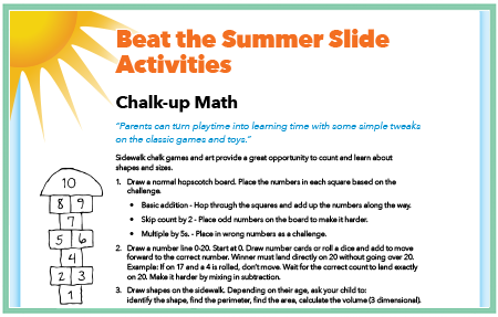 Beat the Summer Slide Inspiration Sheet - ORIGO Education