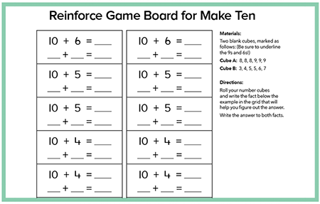 Reinforce Game Board for the Make-Ten Strategy - ORIGO Education